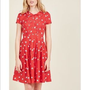 Modcloth | Dresses | Exploratory Style Aline Dress In Sheep Super Rare ...